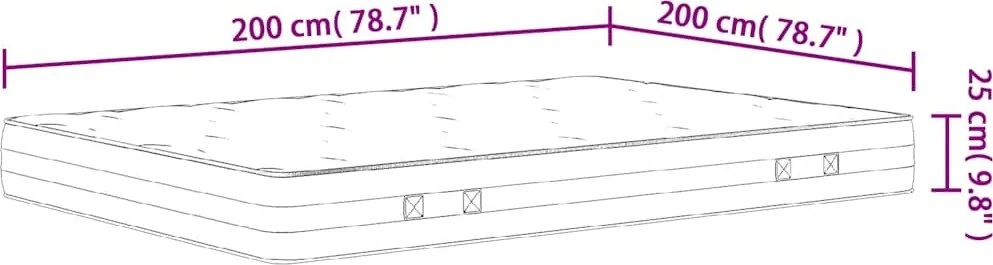 vidaXL Taštičková pružinová matrace středně tvrdá 200 x 200 cm [3206424]