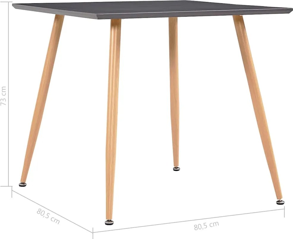 Jídelní stůl šedý a dubový 80,5 x 80,5 x 73 cm MDF 248311