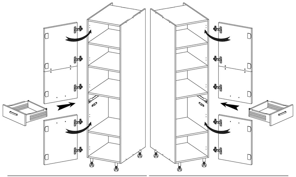 ECONO wh | vysoká skříňka ECO-19D potravinová | san remo/bílá lesk | VÝBĚR KORPUSU a KOVÁNÍ