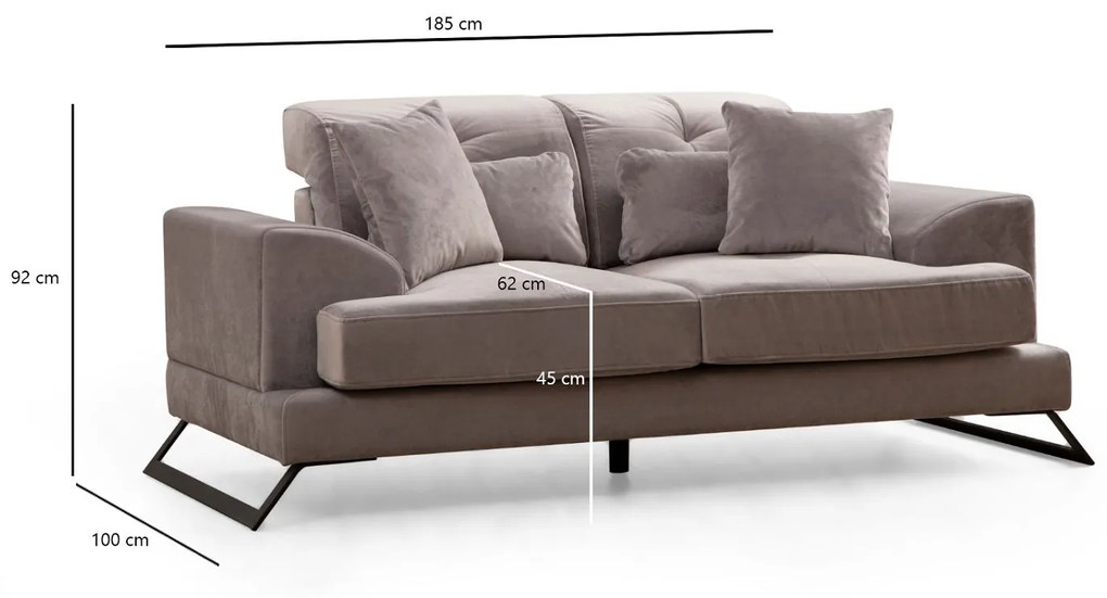 Designová sedačka Heimana 185 cm světle šedá