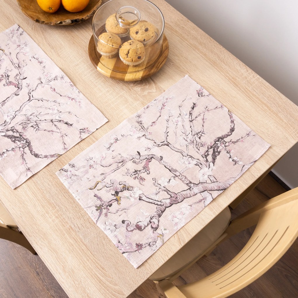 Lenbutik Prostírání Vincent Van Gogh Almond Blossom verze šedá