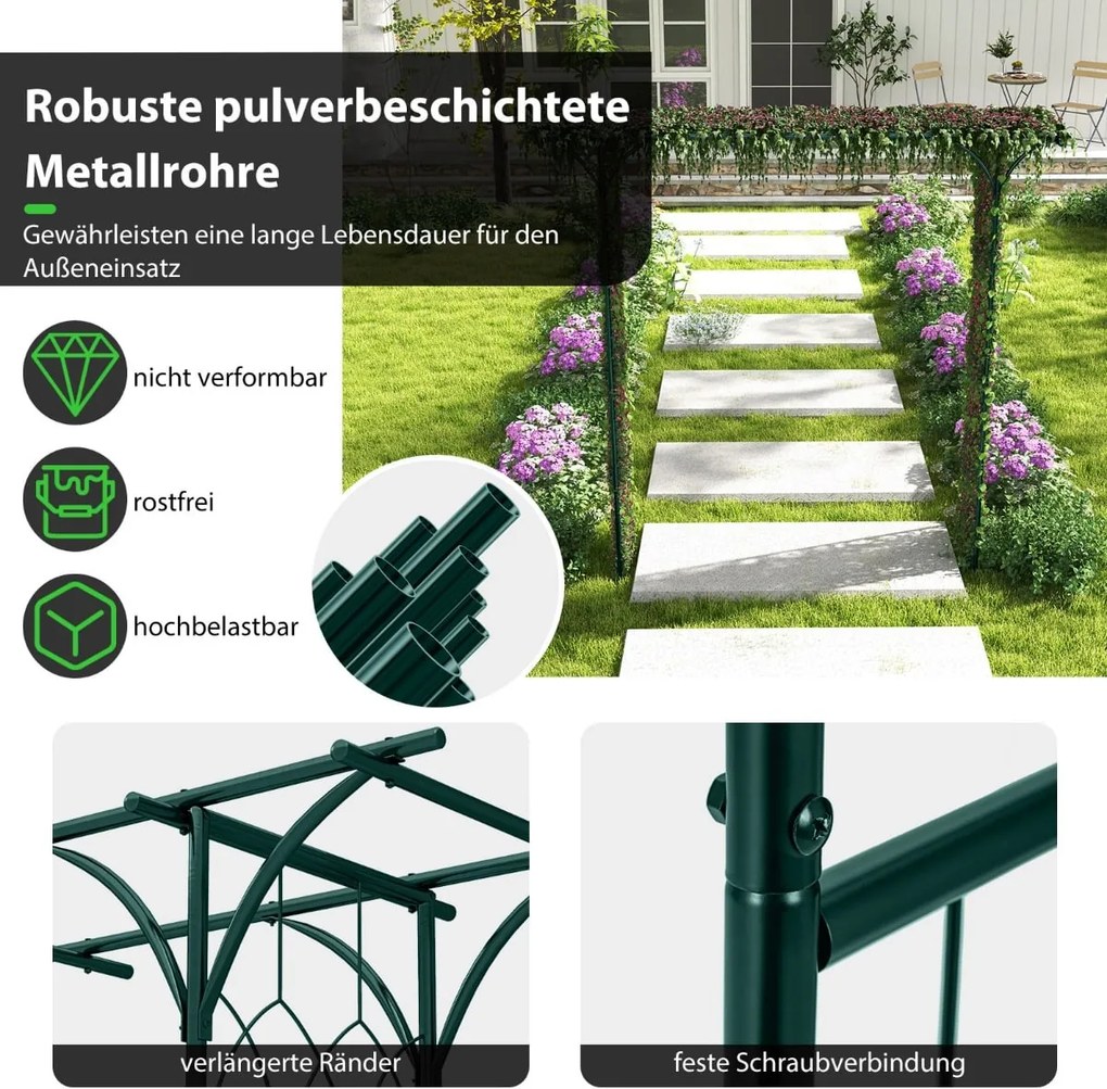Costway Oblouk růže kovový zahradní oblouk pro popínavé rostliny oblouková