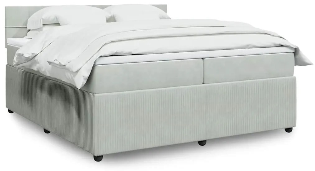 Box spring postel s matrací světle šedá 200x200 cm samet 3287830