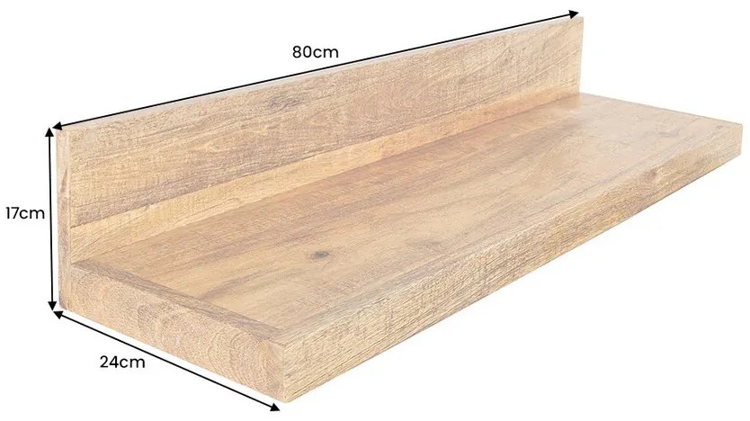 Designová nástěnná police Elegant 80 cm mango
