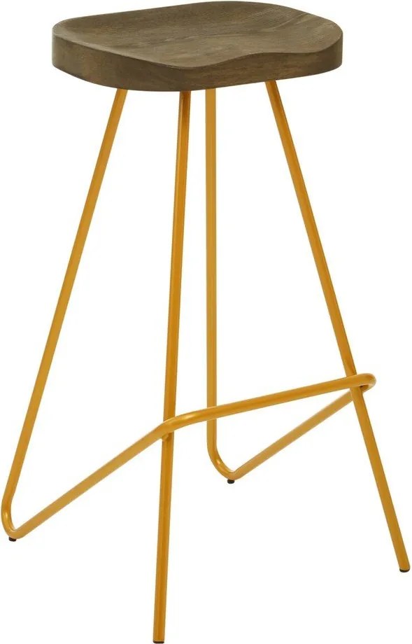 Barová stolička z jilmového dřeva ve zlaté barvě/v přírodní barvě (výška sedáku 78 cm) District – Premier Housewares