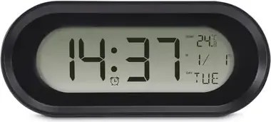 Hama Samos černá / Digitální budík / LCD / zobrazení teploty / datum /