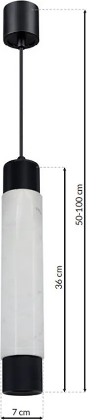 Závěsné svítidlo Marble, 1x mramorové/černé kovové stínítko, w