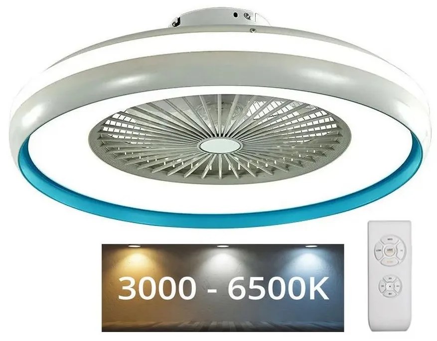 V-Tac LED Stropní svítidlo s ventilátorem LED/45W/230V 3000/4000/6500K modrá 217934