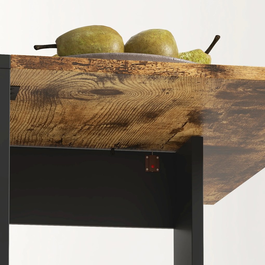 HOMCOM skládací jídelní stůl, skládací stůl s klapacími křídly pro malé prostory 103x76x73,5 cm, černá a rustikální hnědá