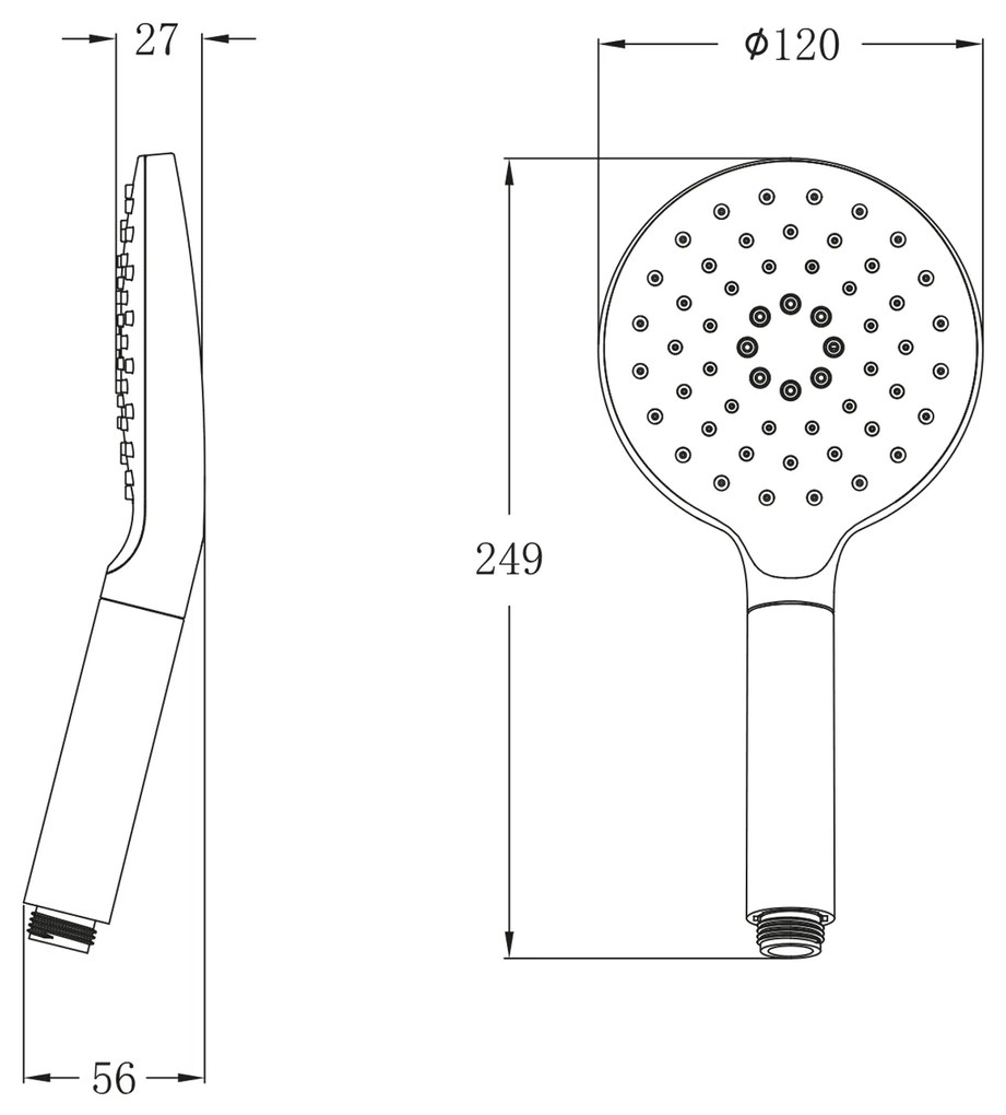 Sapho, Ruční sprchová hlavice otočná, 3 režimy sprchování, průměr 120 mm, ABS/chrom, 1204-32