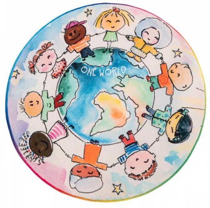 Obsession koberce Dětský kusový koberec Juno 477 World Map kruh - 80x80 (průměr) kruh cm