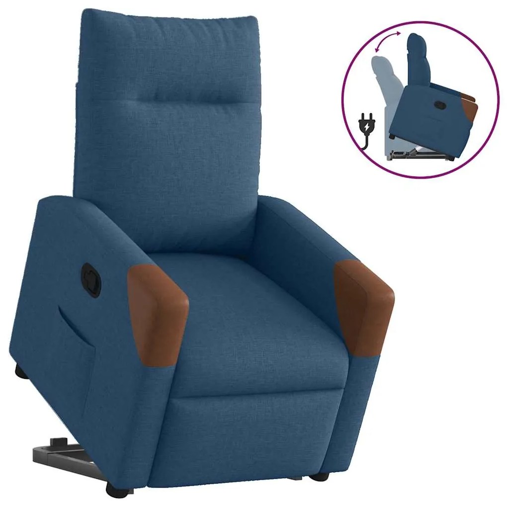 Zvedací polohovací křeslo modré textil 3324012