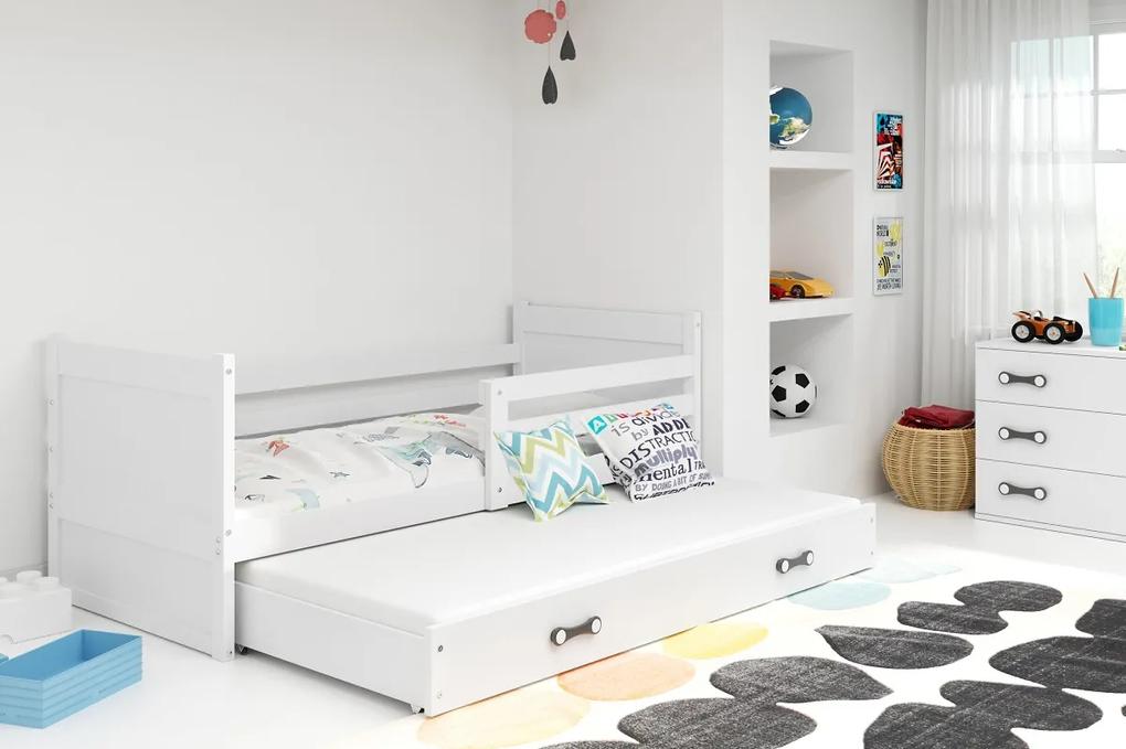BMS Group Dětská postel s výsuvnou přistýlkou RICO bílá Velikost postele: 190x80 cm, Barva výplní: Zelená