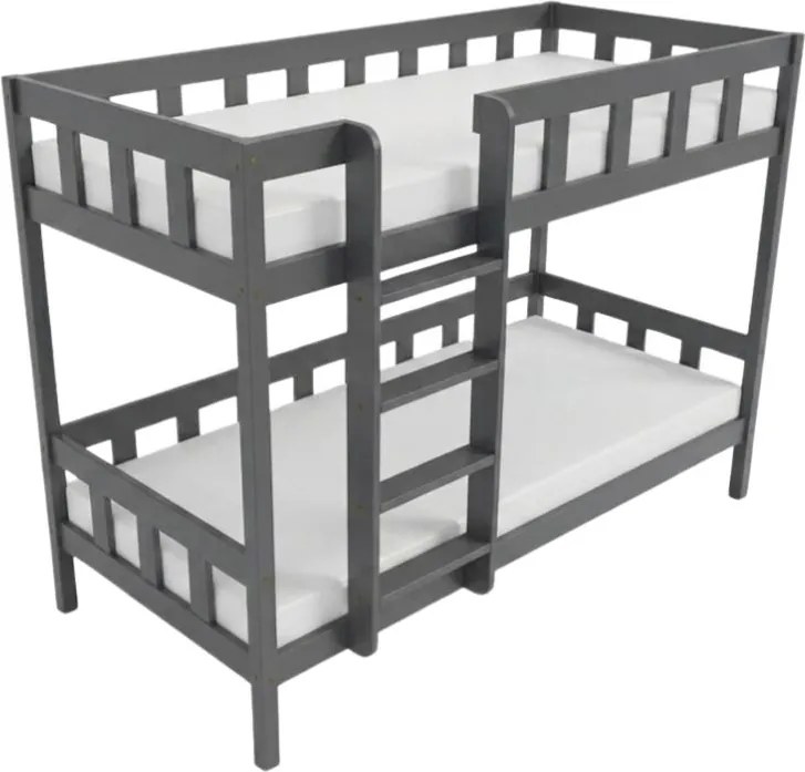 Benlemi Patrová postel PLOTTY s žebříkem 90x200 cm Zvolte barvu: Tmavě šedá, Zvolte šuplík: Přistýlka 90x190 cm, Zvolte stranu: Vlevo