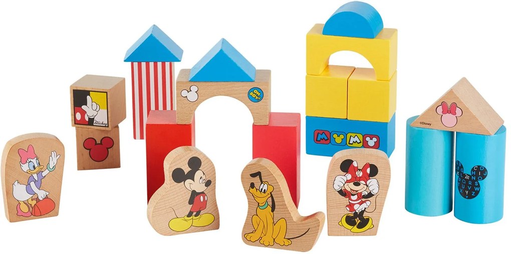 PLAYTIVE®JUNIOR Dřevěná hračka (stavební kostky Mickey Mouse), - 4032611261057