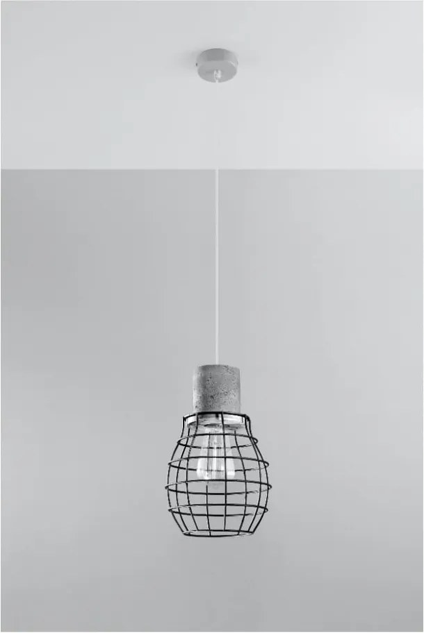 Šedočerné závěsné svítidlo s betonovou objímkou Nice Lamps Valerio