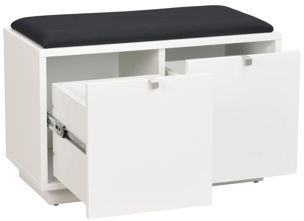 ROWICO bílá lavice s úložným prostorem CONFETTI a černým sedákem 70 cm 103755