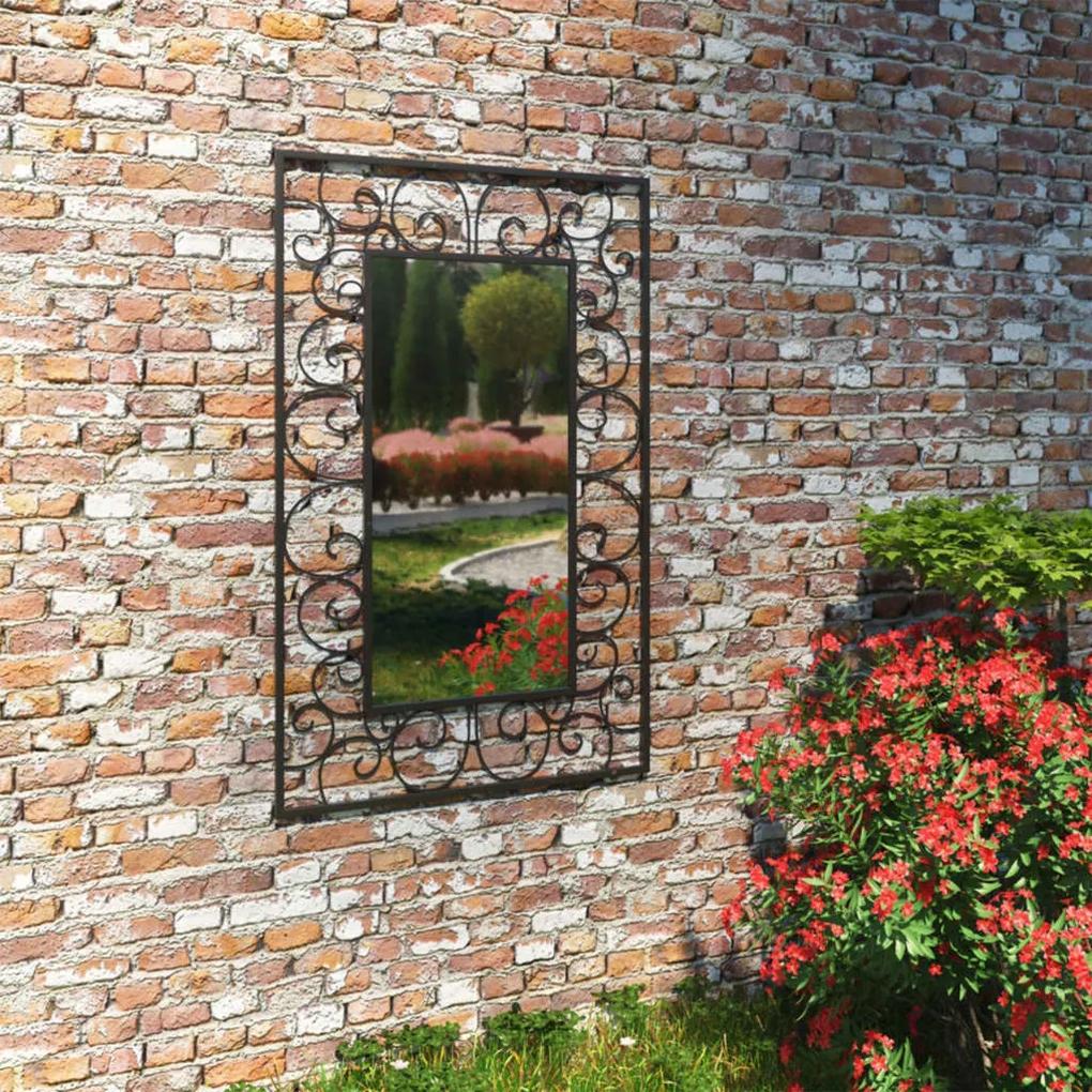 275609 vidaXL Zahradní nástěnné zrcadlo obdélníkové 50 x 80 cm černé