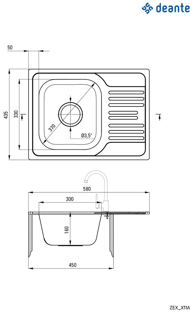Deante Dřez Xylo s odkapávačem, nerez - ZEX 011A