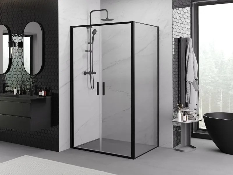 Mexen Exo sprchový kout s otevíracími dveřmi 100 x 80 cm, transparentní, černý - 814-100-080-70-00