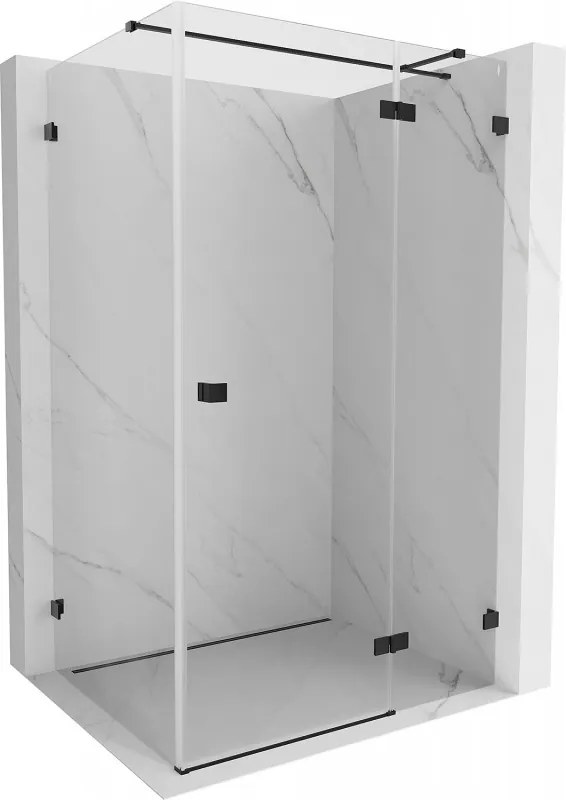 Mexen Lunar T výklopný sprchový kout pravý 110 x 80 cm, čiré sklo, černá matná, 834T-110-080-70-00-P