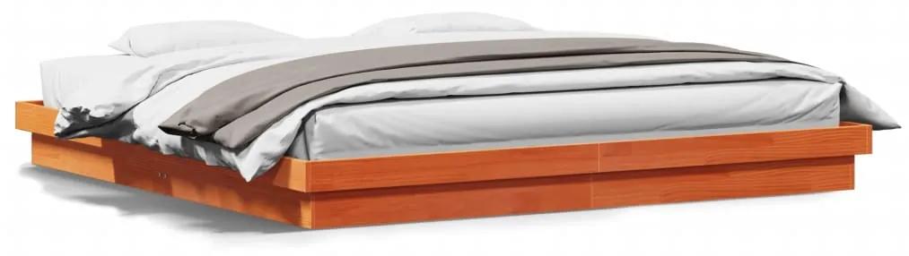 Rám postele s LED voskově hnědý 180 x 200 cm masivní borovice,  844417