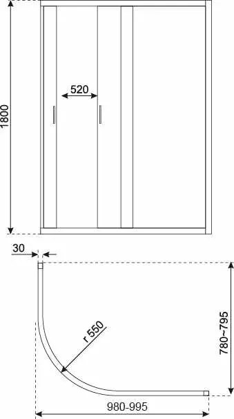 Novoterm Asymetrický sprchový kout NV-Madera 100x80 chrom/potisk - bez vaničky