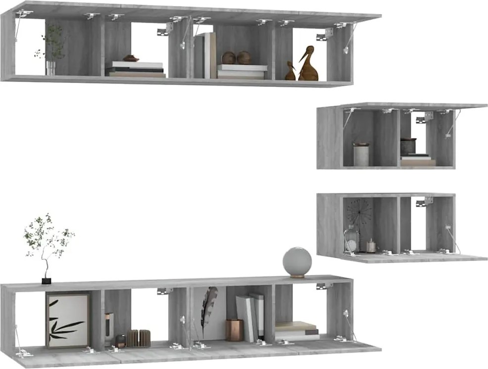 6dílný set TV skříněk šedý sonoma kompozitní dřevo 3114604