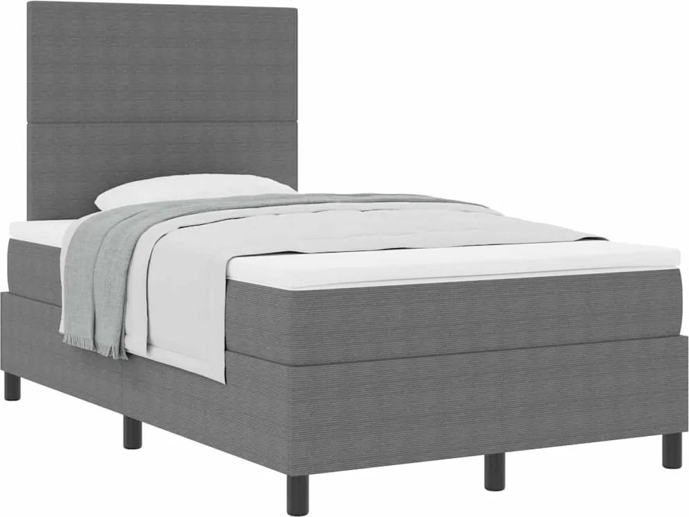Postel s boxspringem s čelo Světle šedá a bílá 120 x 190 cm 3337547