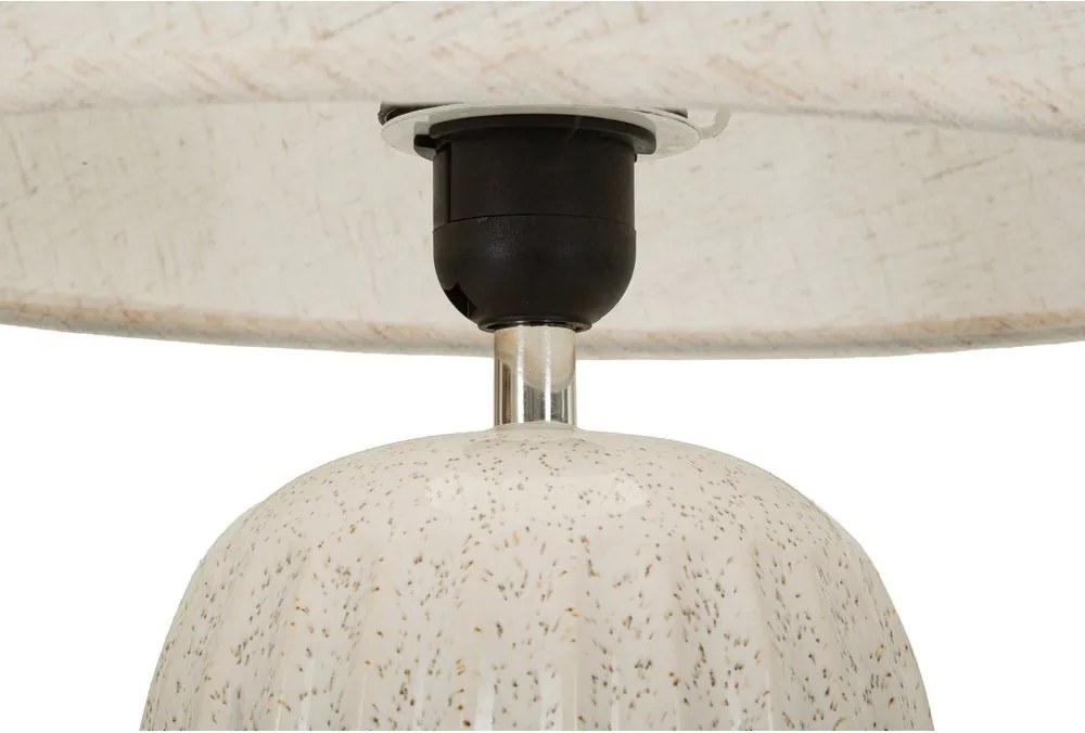 Krémová keramická stolní lampa s textilním stínidlem (výška 44 cm) Japandi – Mauro Ferretti