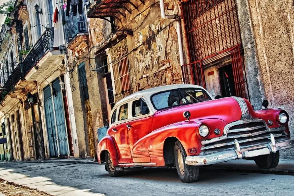 Vícedílný obraz Staré Americké Auto A Havanské Budovy Nedostatek Nedostatek Plátno Canvas 120x80