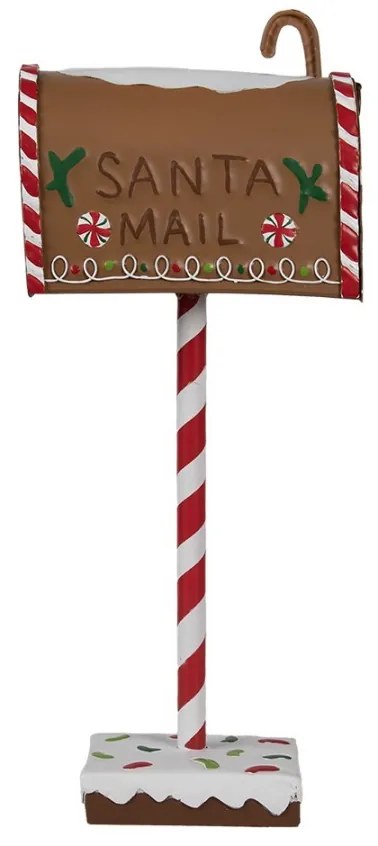 Hnědá kovová dekorace schránky Santa - 14*8*37 cm