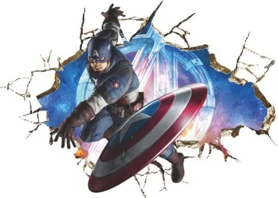 Živá Zeď Samolepka na zeď Kapitán Amerika Avengers