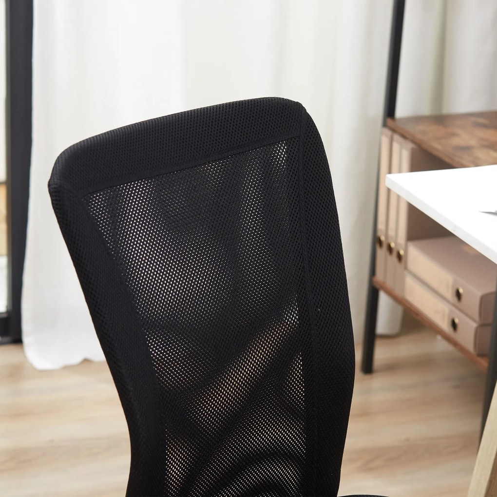 Kancelářská židle Vinsetto bez područek, ergonomická kancelářská židle, výškově nastavitelná, max. nosnost 100 kg, černá | Aosom