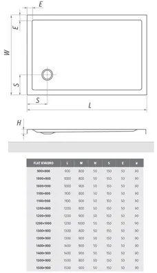 Obdélníková akrylátová sprchová vanička FLAT KVADRO obdélník 50 mm S 1200 × 900 FLAT KVADRO/1200x900 8000124