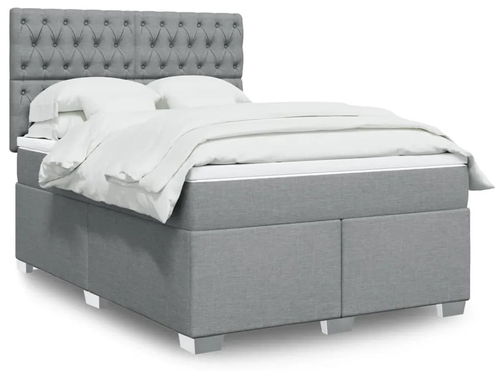 Box spring postel s matrací světle šedá 140 x 200 cm textil 3292818