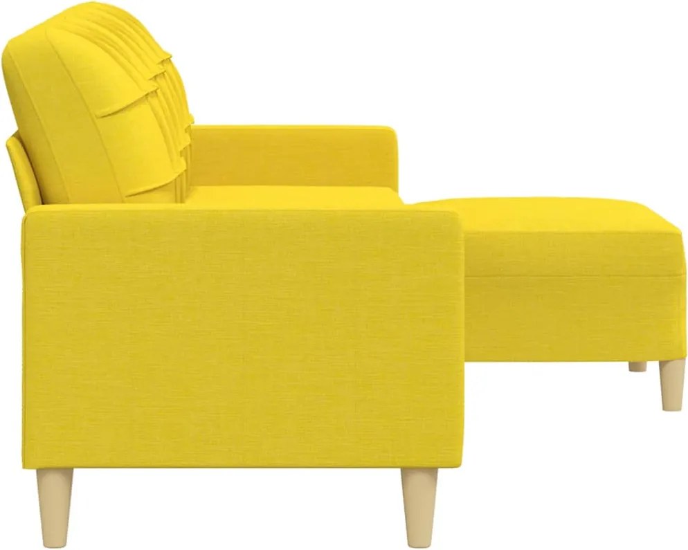 3místná pohovka s podnožkou světle žlutá 210 cm textil 3278254