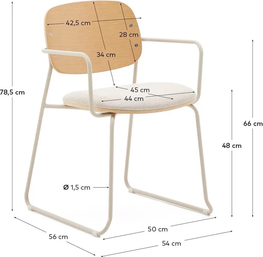 Béžová/v přírodní barvě kovová jídelní židle s područkami Meli – Kave Home