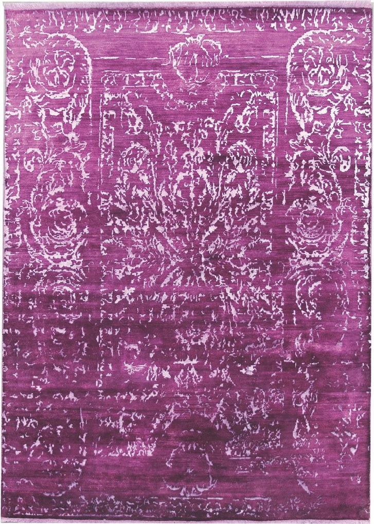 Ručne viazaný kusový koberec Diamond DC-JK 2 Purple / silver (overdye), 180x275, fialová, kancelária, Diamond Carpets India
