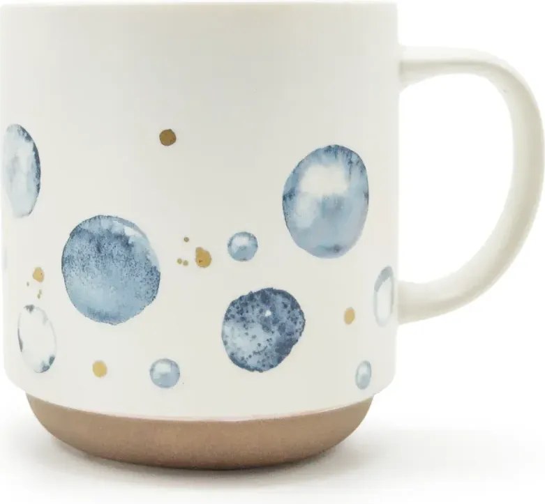 Hrnek Meno Puntík, 400 ml – porcelán New Bone China, akvarelové puntíky a zlaté detaily
