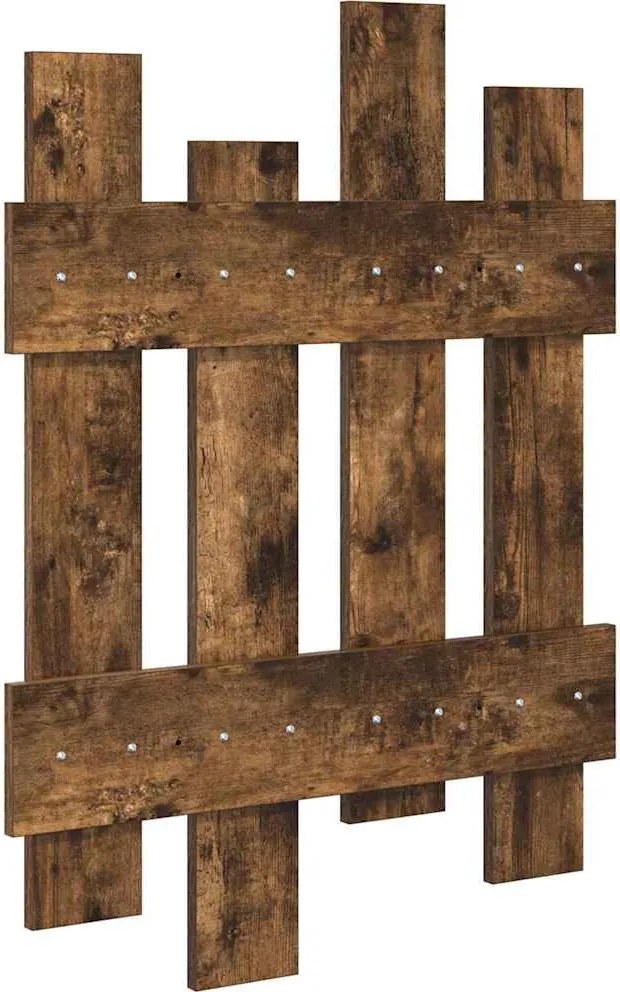 věšák, nástěnný, 4 prkna, háčky, kompozitní dřevo, 82x60x3 cm, kouřový dub, Dekorino TK20260008