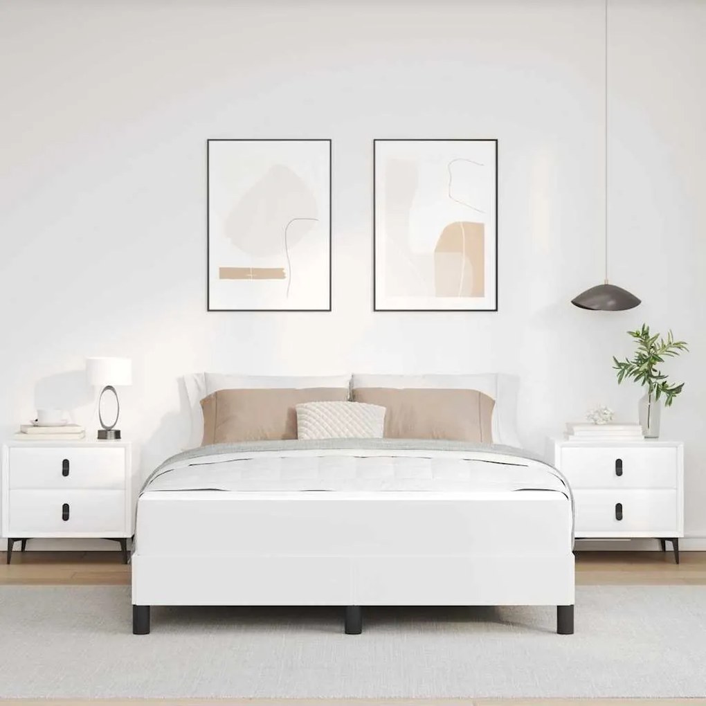 Rám postele s matrací Úplně bílá 160 x 200 cm textil 3398639