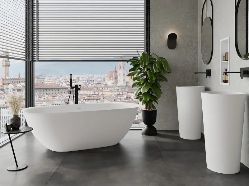 Mexen Siena volně stojící vana z konglomerátu 170 x 80 cm, bílá mat - 57291708000