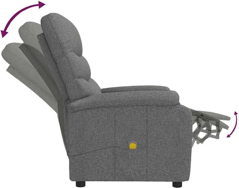 Masážní křeslo tmavě šedé textil 321227
