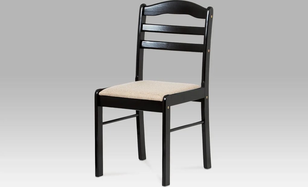 Autronic Jídelní židle, barva černá, potah béžový C-2002 BK