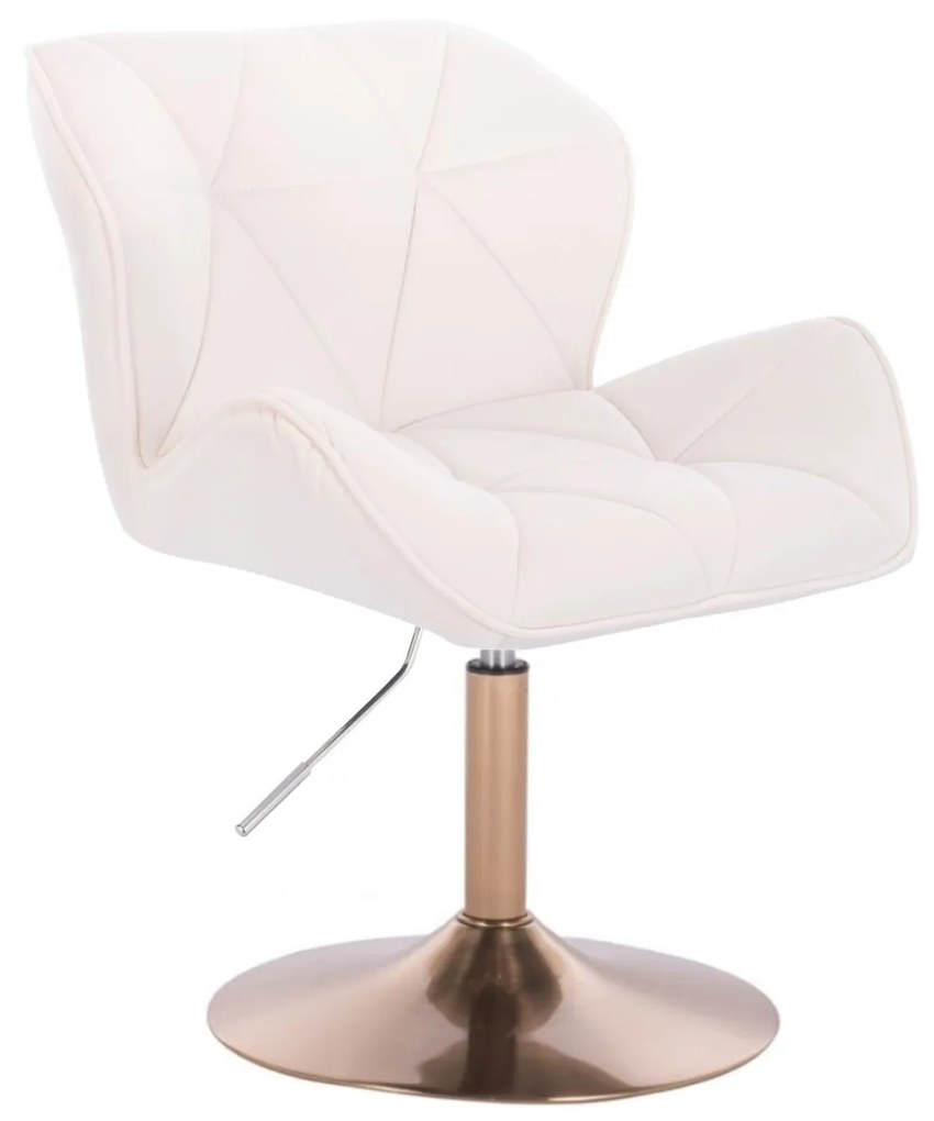 LuxuryForm DESIGN Otočná židle MILANO VELUR na zlatém talíři - bílá