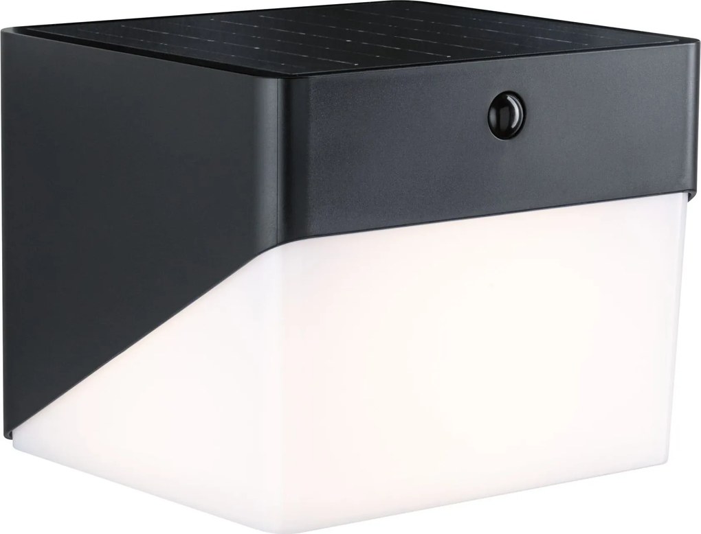 P 95746 Hybrid LED venkovní nástěnné svítidlo Lioren domovní 230V + solární IP44 hranaté 170x170mm 3000K 2,3W 230V černá - PAULMANN