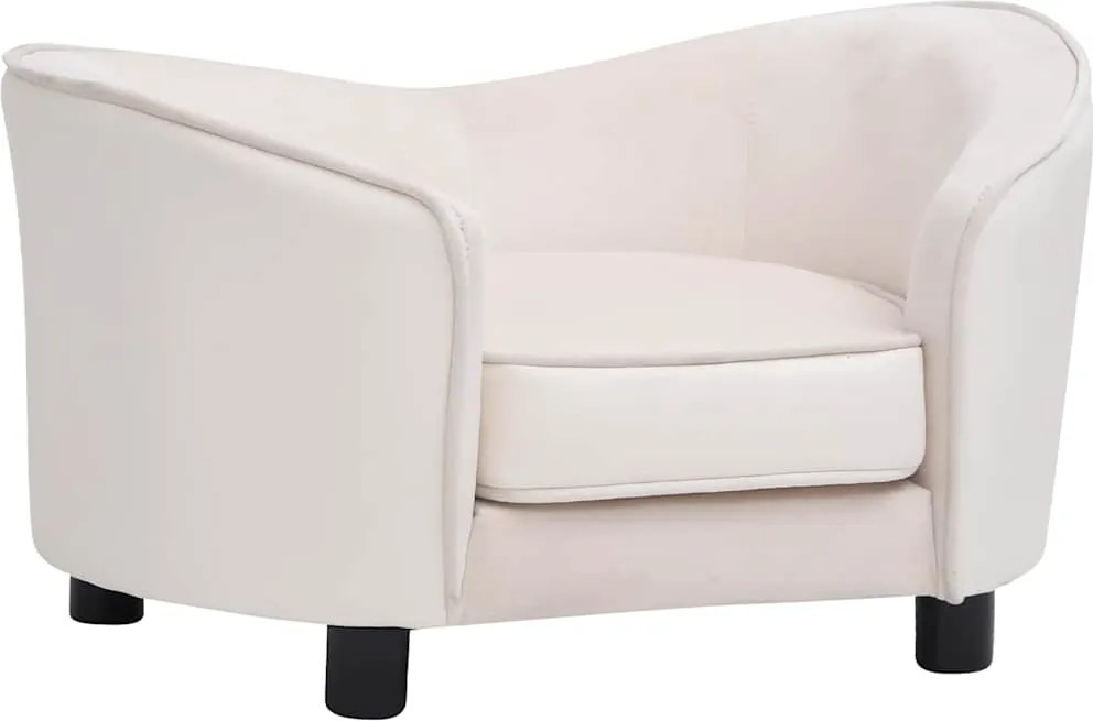 Pohovka pro psy krémová 69 x 49 x 40 cm plyš a umělá kůže 171036
