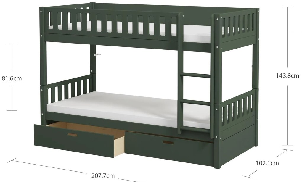 FALCO Patrová postel s úložným prostorem Viggo Odstín: Zelená