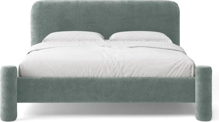 Světle modrá čalouněná dvoulůžková postel s roštem 180x200 cm Vera – Micadoni